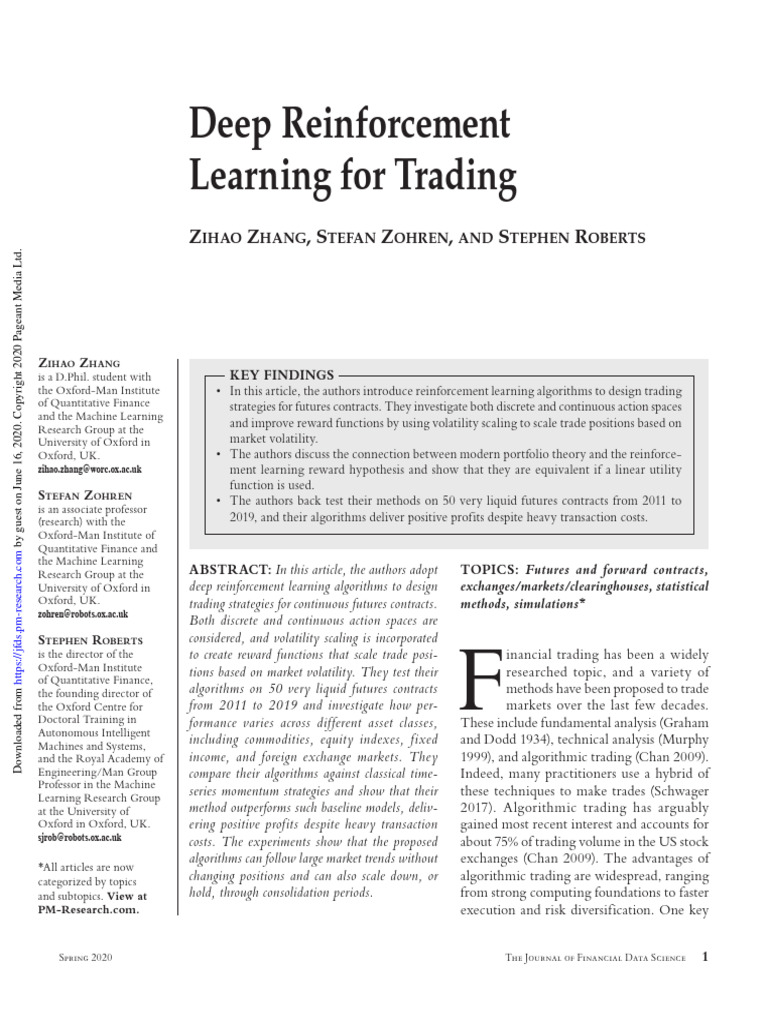 Deep Reinforcement Learning | PDF | Algorithmic Trading | Applied Mathematics
