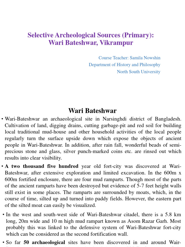 Lec 9 Selective Archeological Sources (Primary) Wari Bateshwar ...