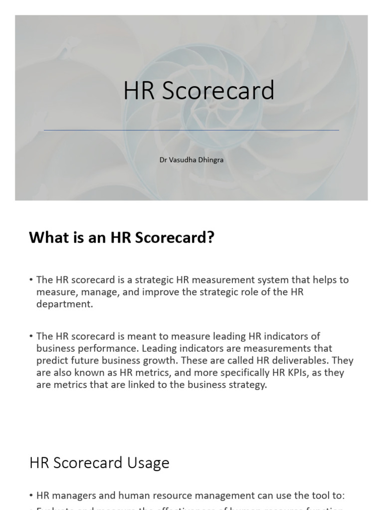 HR Scorecard | PDF | Performance Indicator | Employee Retention