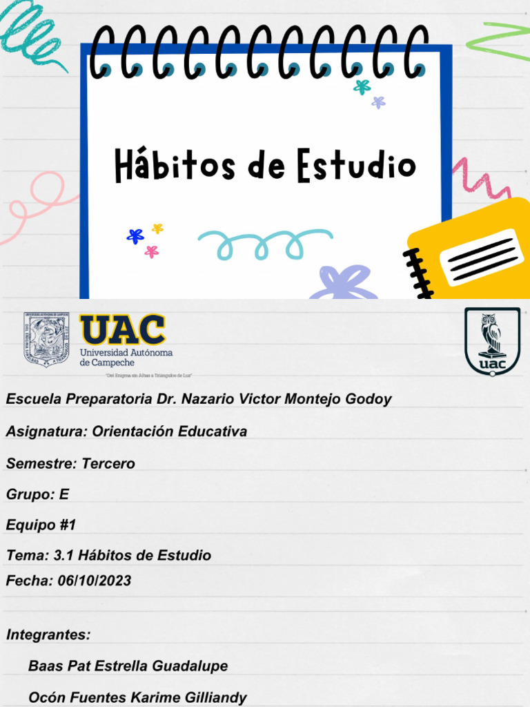Presentacion de Hábitos de Estudio. - Orientación Educativa | PDF