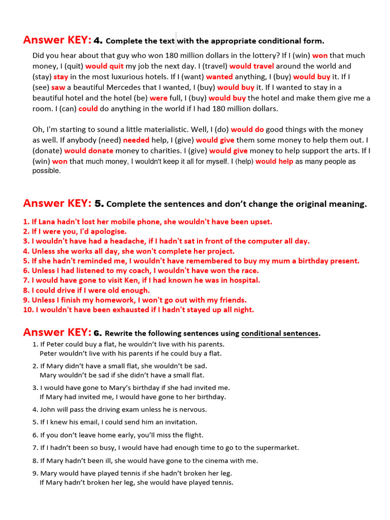 Conditionals Review 2 7 8 | PDF