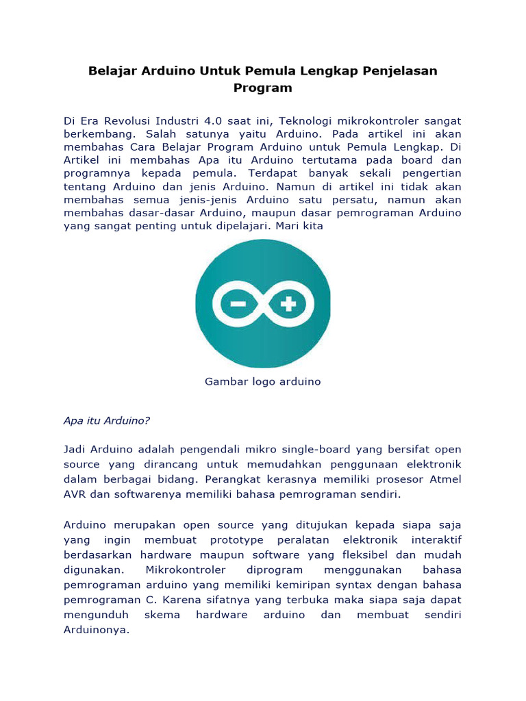 Belajar Arduino Untuk Pemula Lengkap Penjelasan Program | PDF | Seni ... Belajar Arduino Untuk Pemula Lengkap Penjelasan Program | PDF | Seni ...