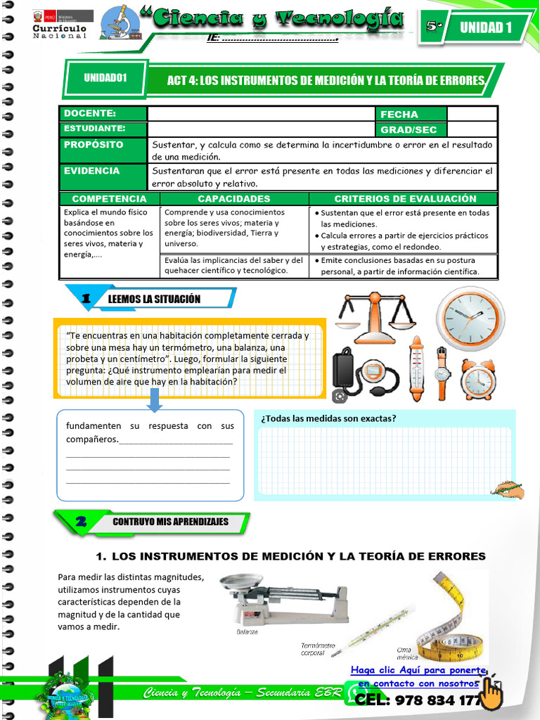 C5º Act 4-Cyt-U1 | PDF | Medición | Exactitud y precisión