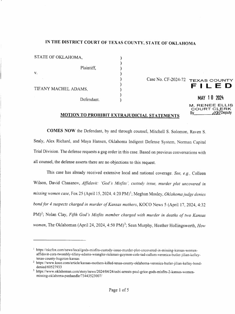 T. Adams - CF-24-72 - MTN To Prohibit Extrajudicial Statements | PDF