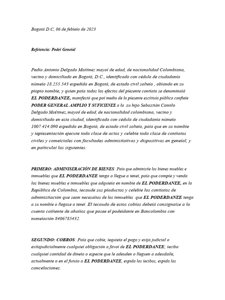 Poder General y Especial en Bogotá | PDF