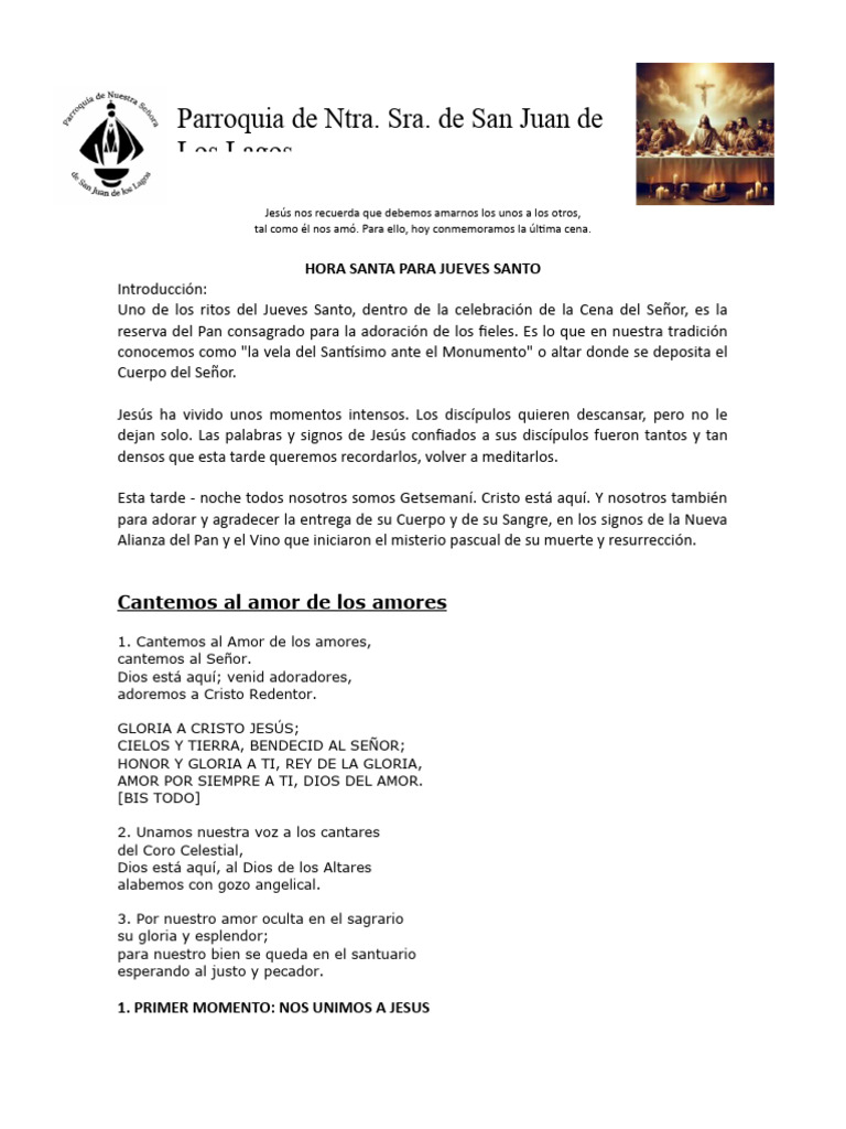 Hora Santa Jueves Santo | PDF | eucaristía | Jesús