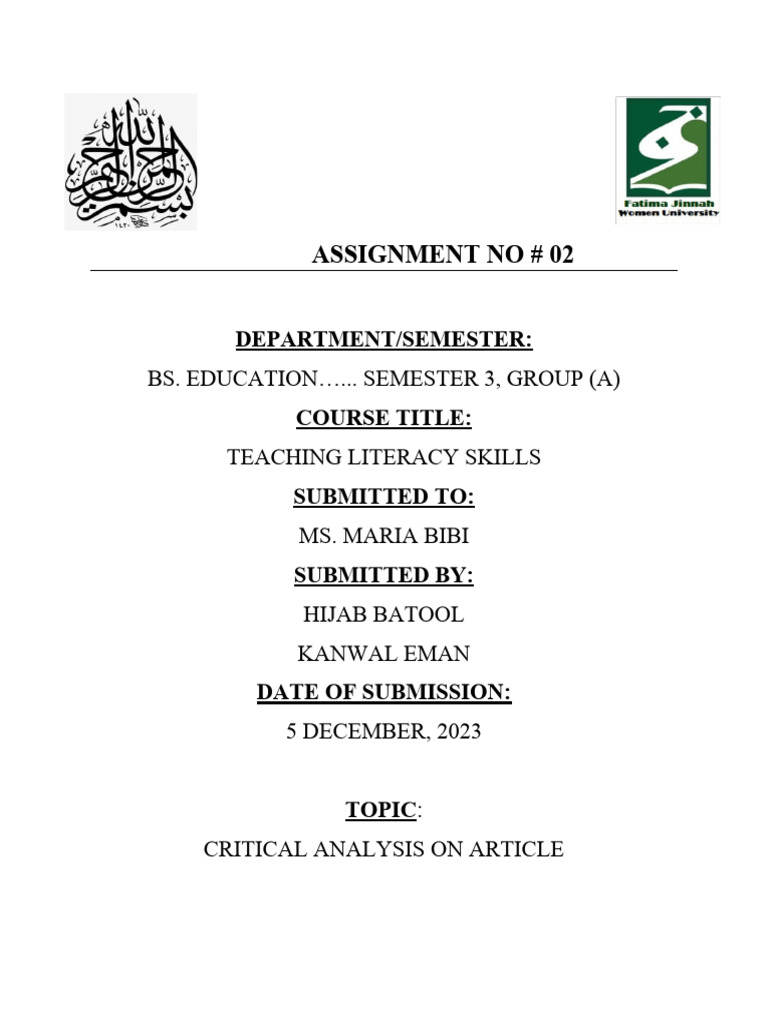 Tls Assignment Pdf Reading Comprehension Language Acquisition