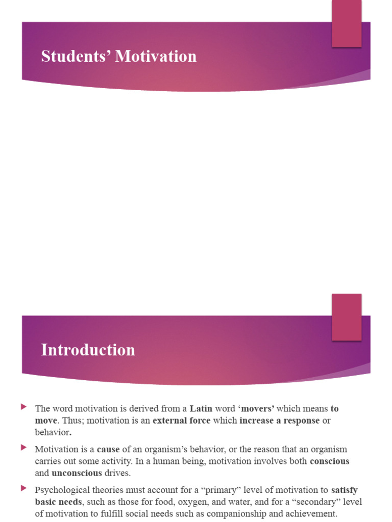 Students Motivation PPT - Tls - 5.12.23 | PDF | Motivational | Motivation