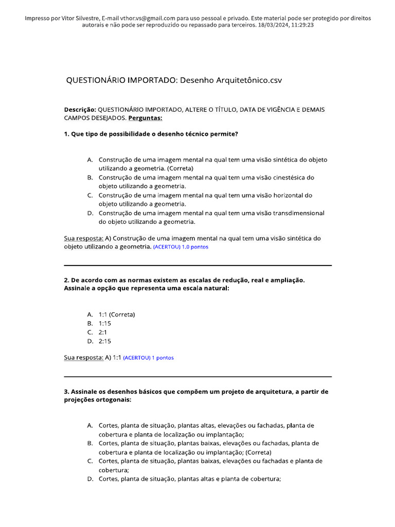 18 - Prova Desenho Arquitetonico | PDF