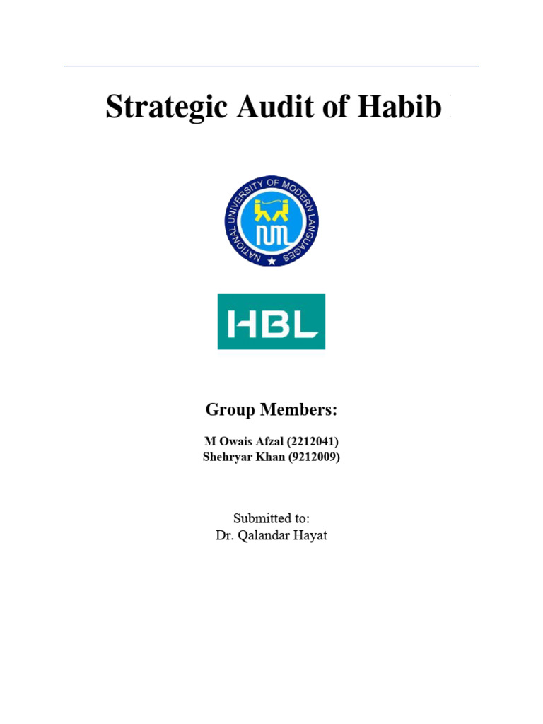 Strategic Audit of HBL | PDF | Strategic Management | Marketing