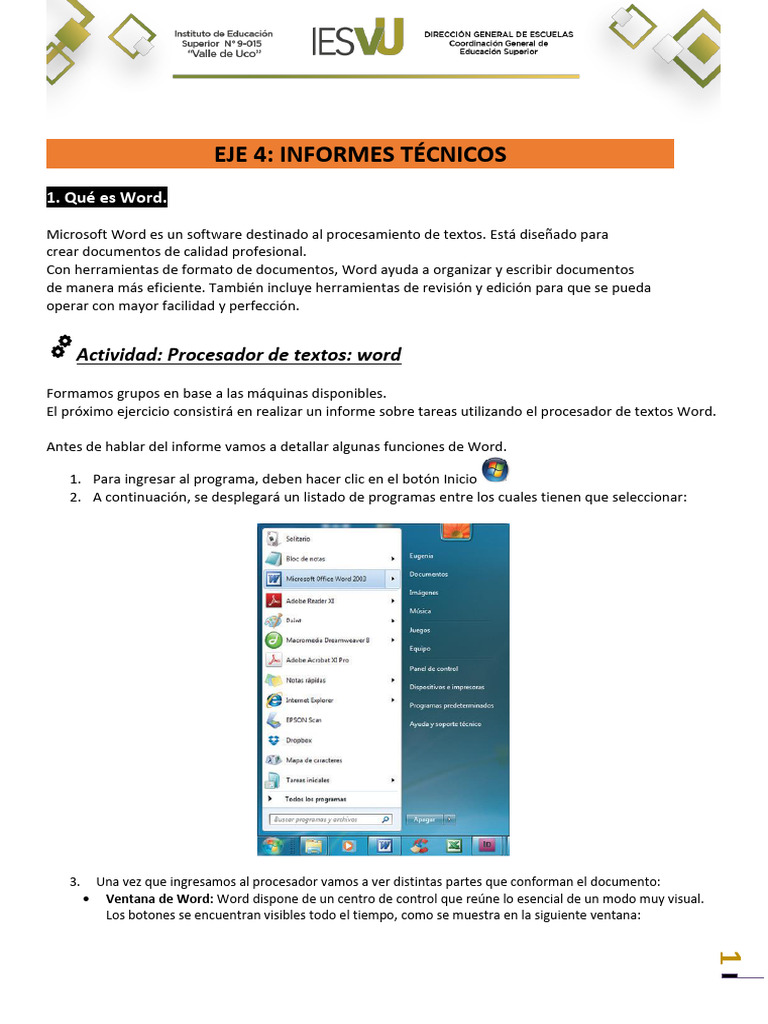Eje 4. Informes Técnicos | PDF | Microsoft Word | Programa de computadora