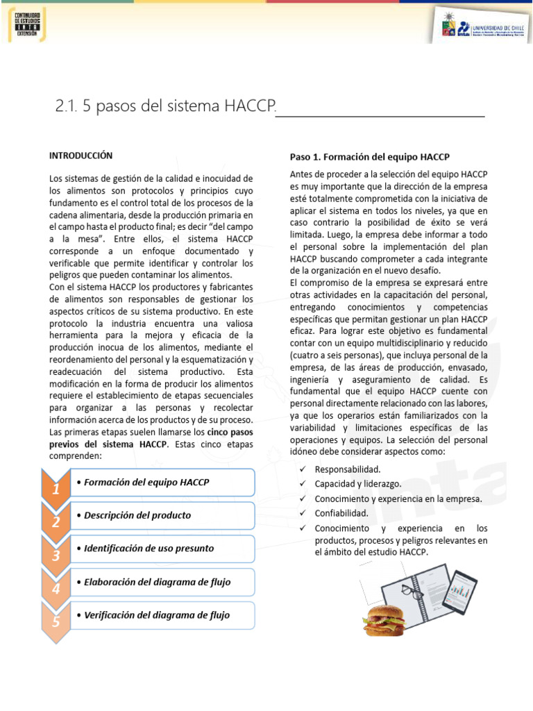 2.1. 5 Pasos de Sistema HACCP | PDF | Análisis de Riesgo y Puntos Críticos de Control