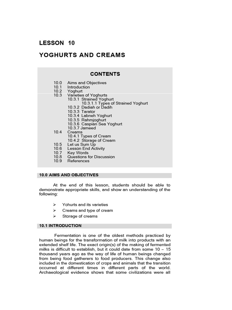 Lesson 10 - 12 | PDF | Yogurt | Cream