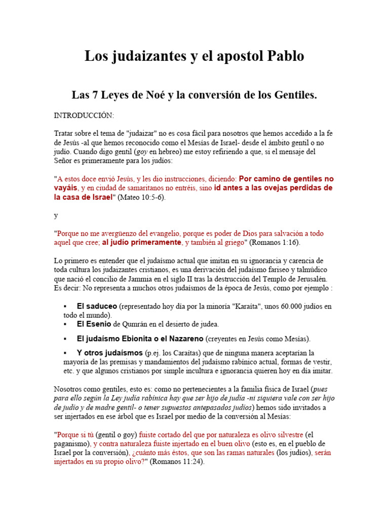 Judaizantes y Pablo: Un Análisis Bíblico | PDF | Pablo el apóstol | Jesús