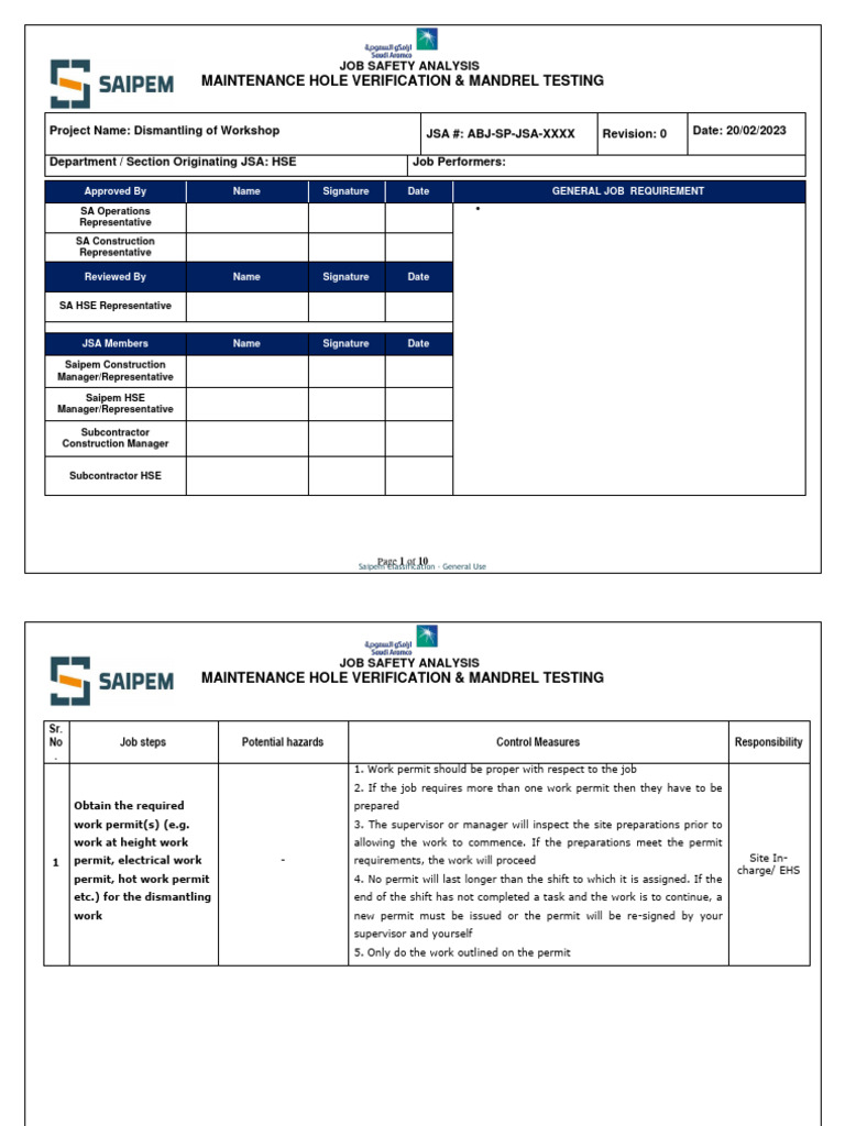 Job Safety Analysis For Dismantling of Workshop | PDF | Scaffolding ... Job Safety Analysis For Dismantling of Workshop | PDF | Scaffolding ...