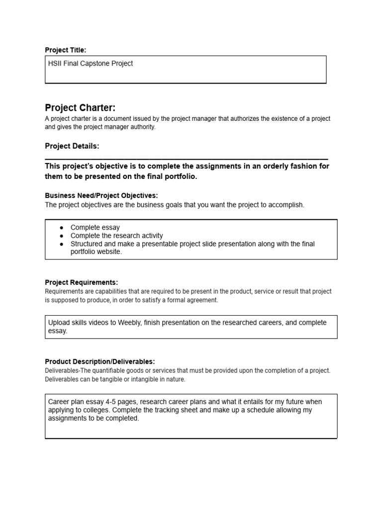 HSII Capstone Project Overview and Goals | PDF | Project Management | Business