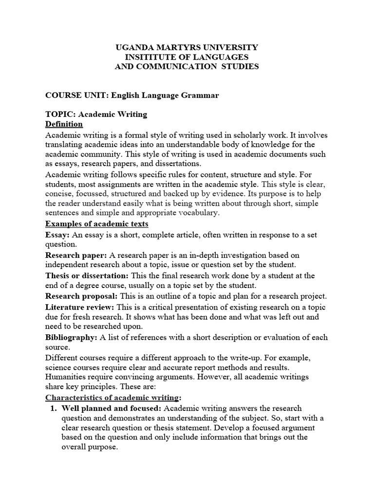 ACADEMIC WRITING NOTES | PDF | Essays | Academic Publishing
