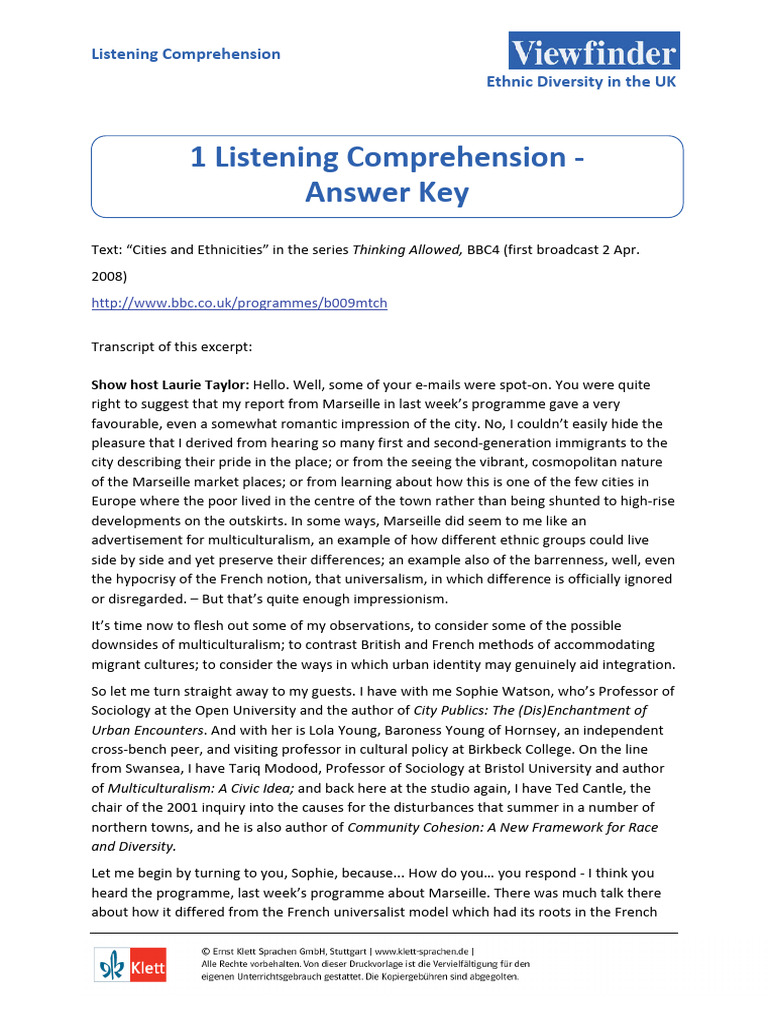 Worksheet On Listening Comprehension | PDF | Multiculturalism | Black ...