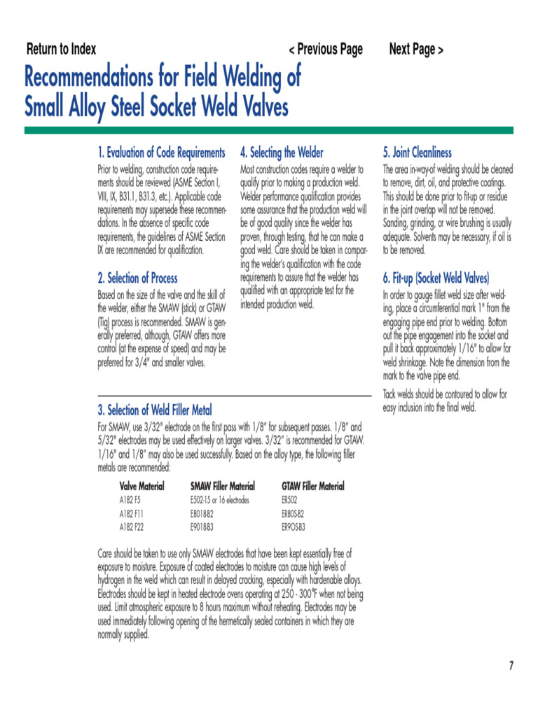 Vogt Recommendations For Field Welding of Small Alloy Steel Socket Weld ...
