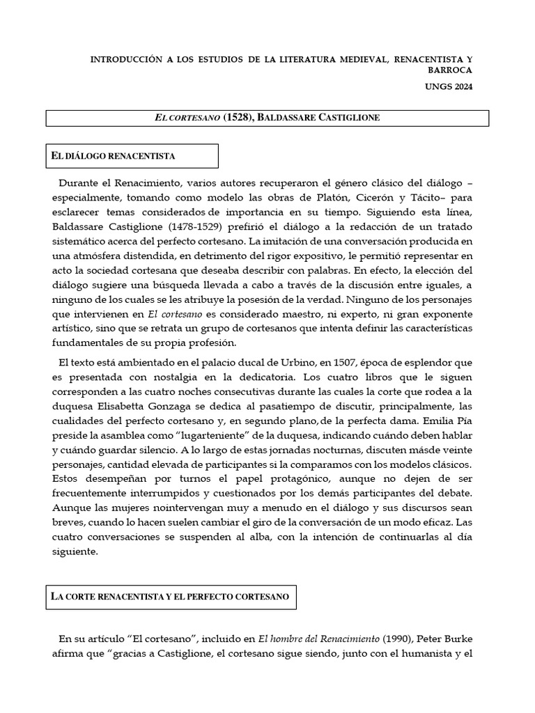 Diálogo y cortesano en el Renacimiento | PDF | Renacimiento | Amor
