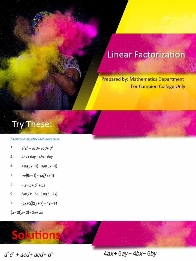 Week 7 - Quadratic Factorization | PDF | Factorization | Quadratic Equation