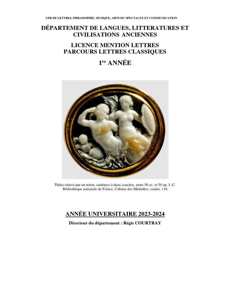 Licence Lettres Classiques 2023-2024 | PDF | Phrase | Latin