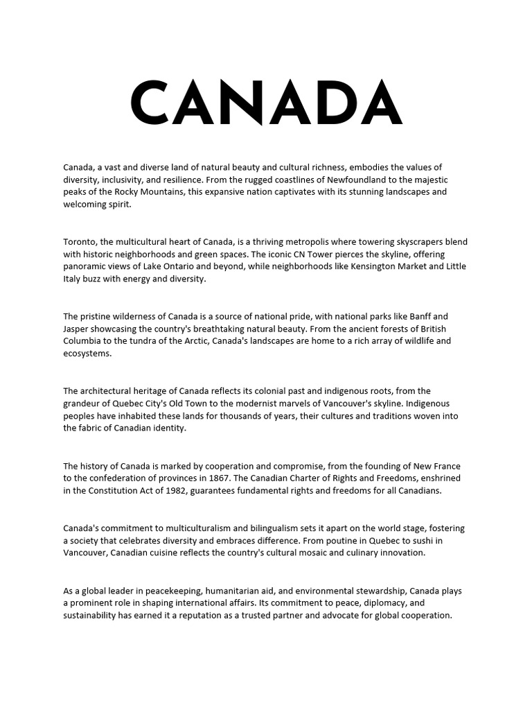 CANADA | PDF | Canada | Multiculturalism