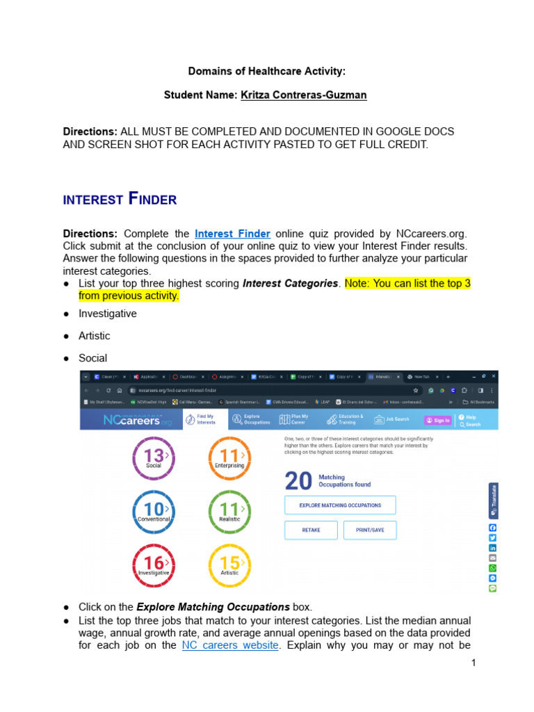Hs II Domains of Healthcare Capstone Project-Career Activity Only ...