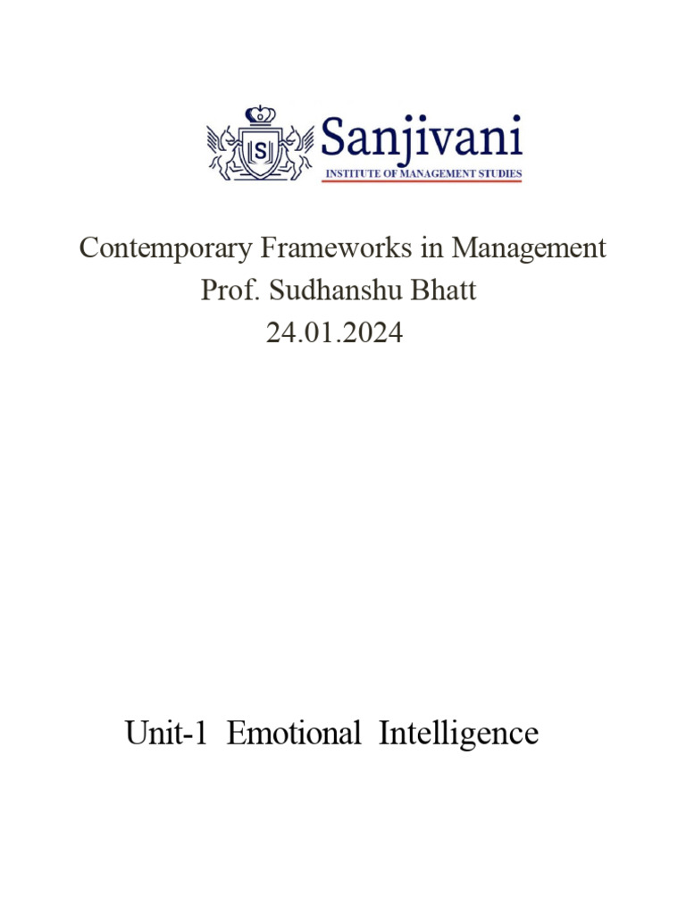 Contemporary Frameworks in Management - SIMS PPT Presentation CFM Final | PDF | Emotional ...