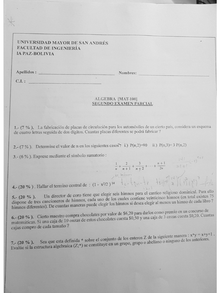 Examenes Algebra | PDF
