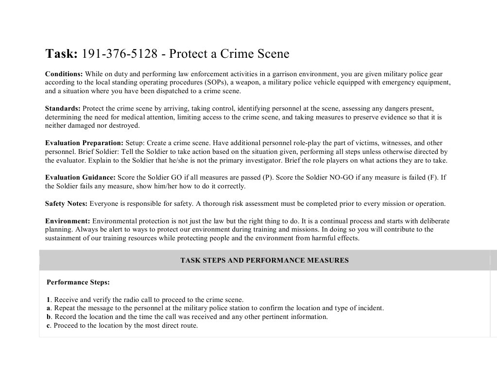 Protect a Crime Scene | Crime Scene | Military Police