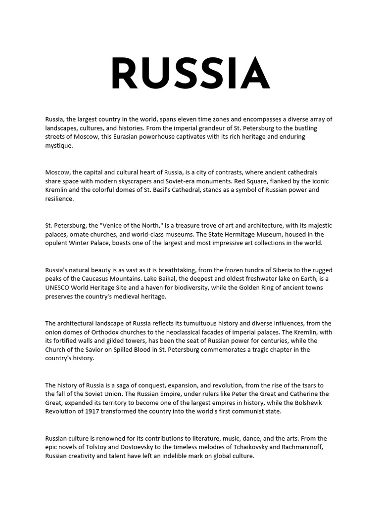 RUSSIA | PDF | Russia | World Politics