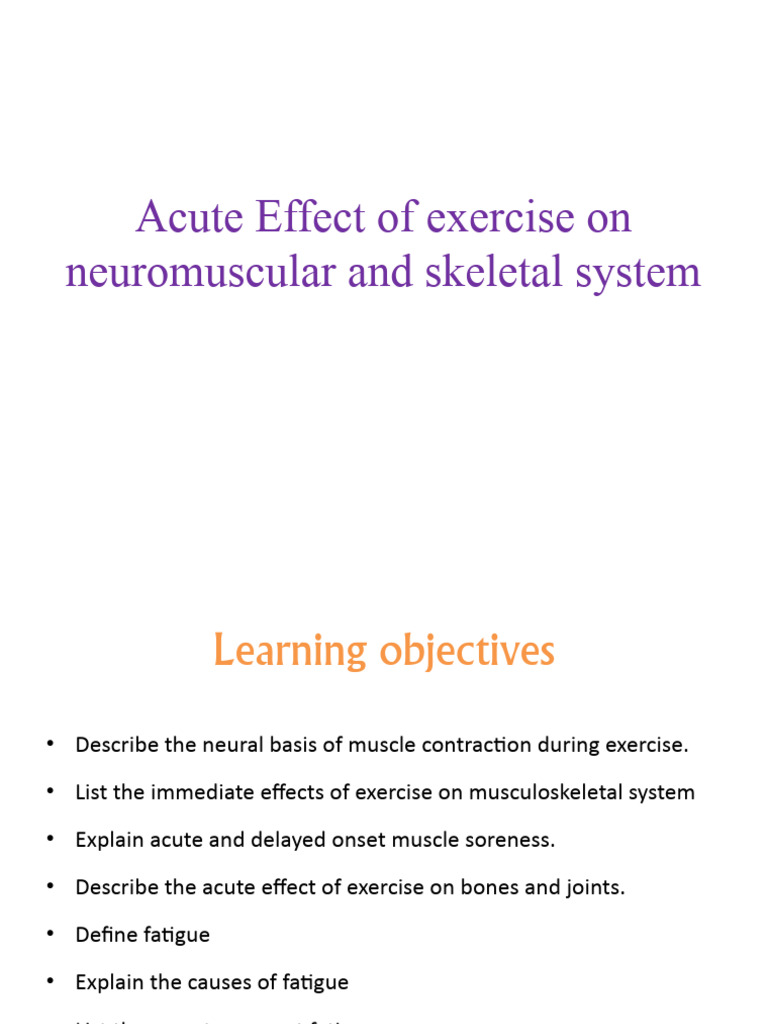 Acute Effect of Exercise On Neuromuscular System | PDF | Skeletal ...