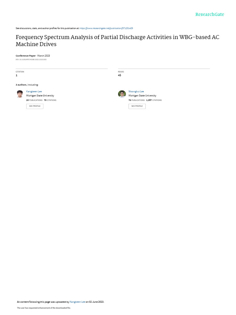 Frequency Spectrum Analysis of Partial Discharge Activities in WBG ...