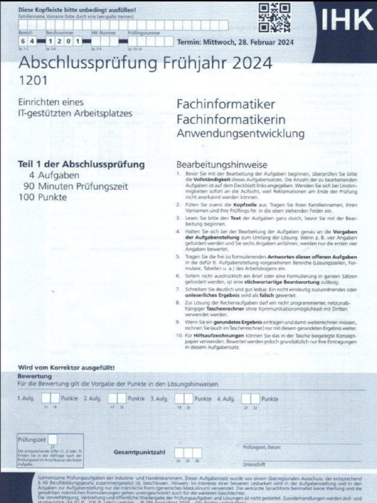 AP1 Frühling 2024 Beispiel-Lösung & Lösungsblätter | PDF