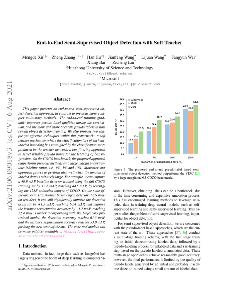 End-to-End Semi-Supervised Object Detection With Soft Teacher | PDF ... End-to-End Semi-Supervised Object Detection With Soft Teacher | PDF ...