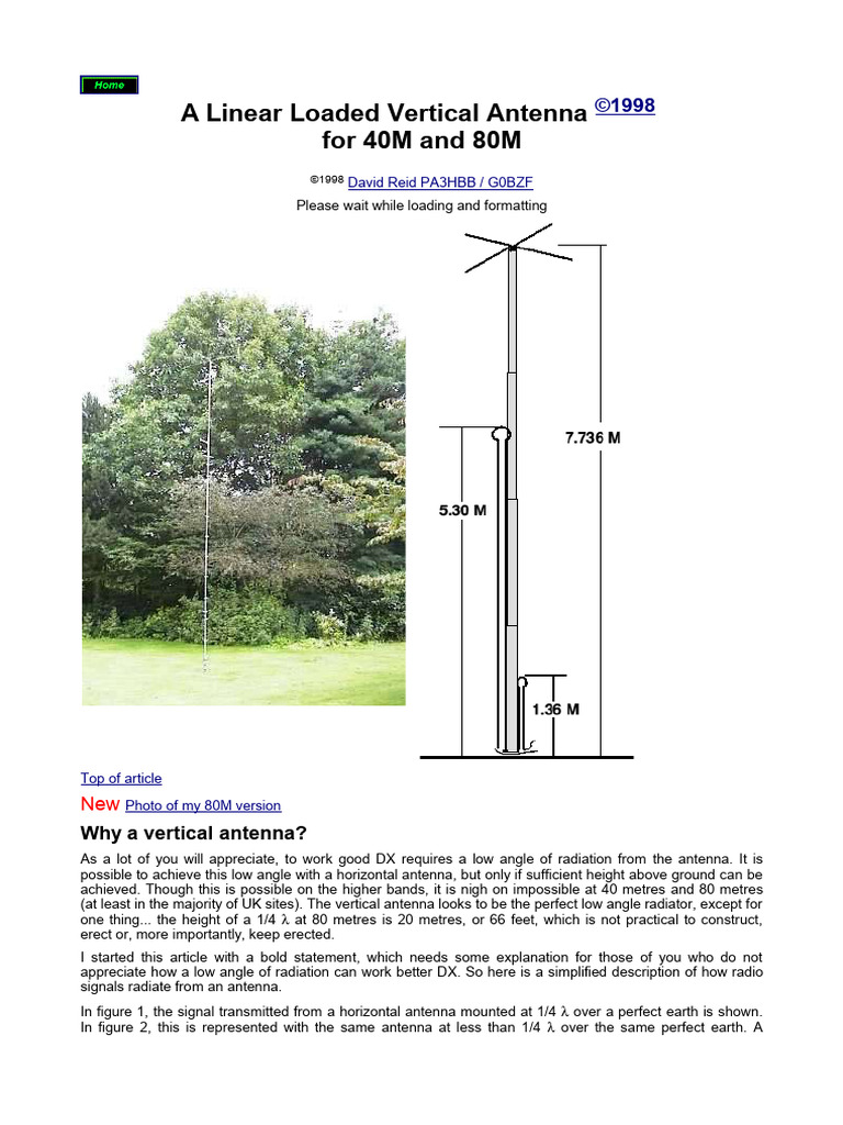 40M and 80M Linear Loaded Vertical Antenna | PDF | Antenna (Radio ...