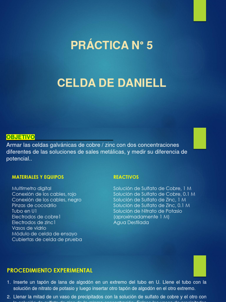 Presentación Práctica 5 | PDF | Electrodo | Electroquímica