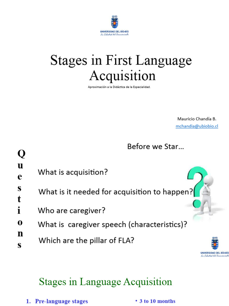 Stages in First Language Acquisition | PDF | Word | Speech