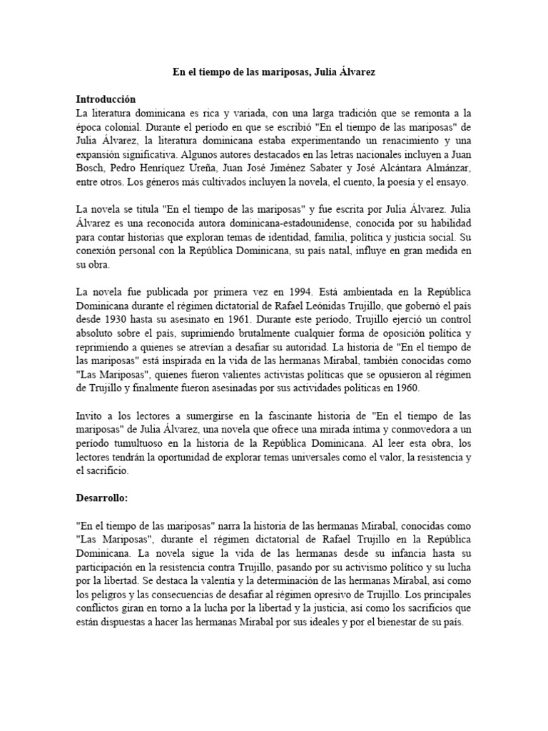 En El Tiempo de Las Mariposas | PDF | República Dominicana