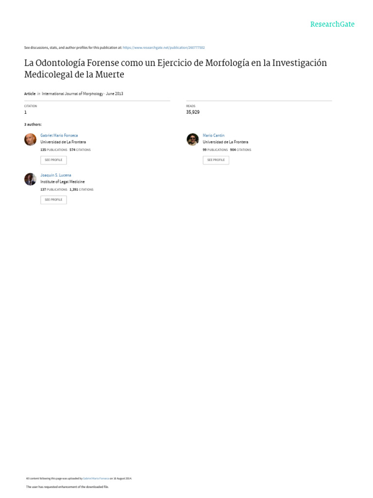 La Odontologia Forense Como Un Ejercicio de Morfol | PDF | Dentistry ...