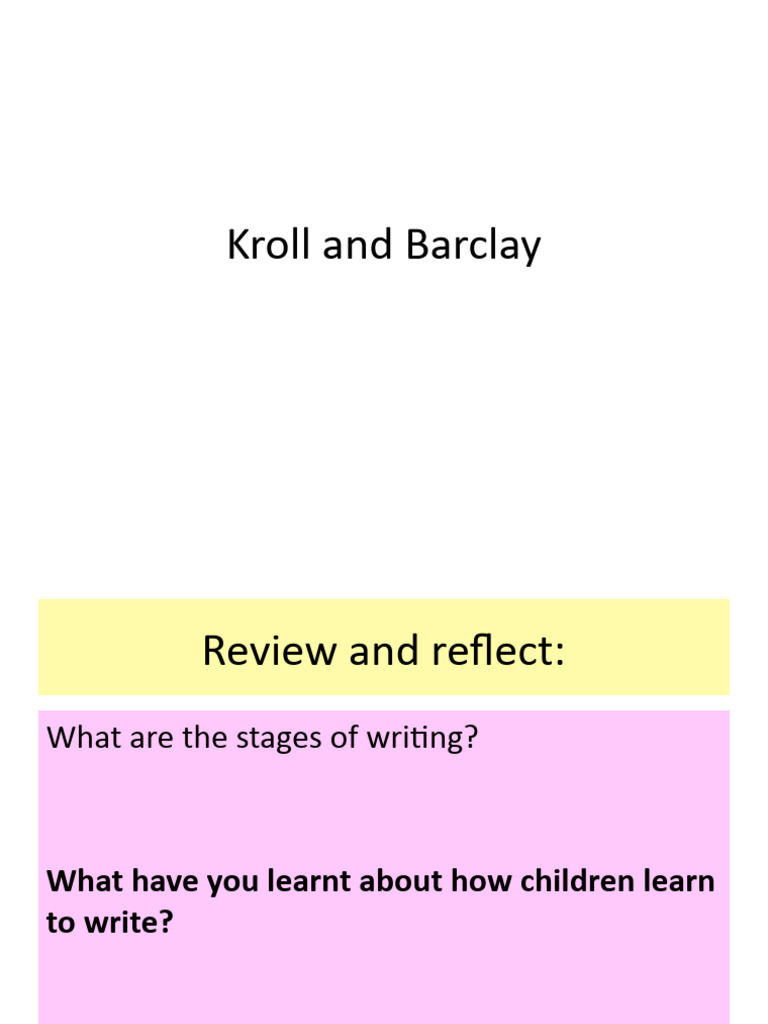 Lesson 2 Kroll and Barclay | PDF | Phonics | Linguistics