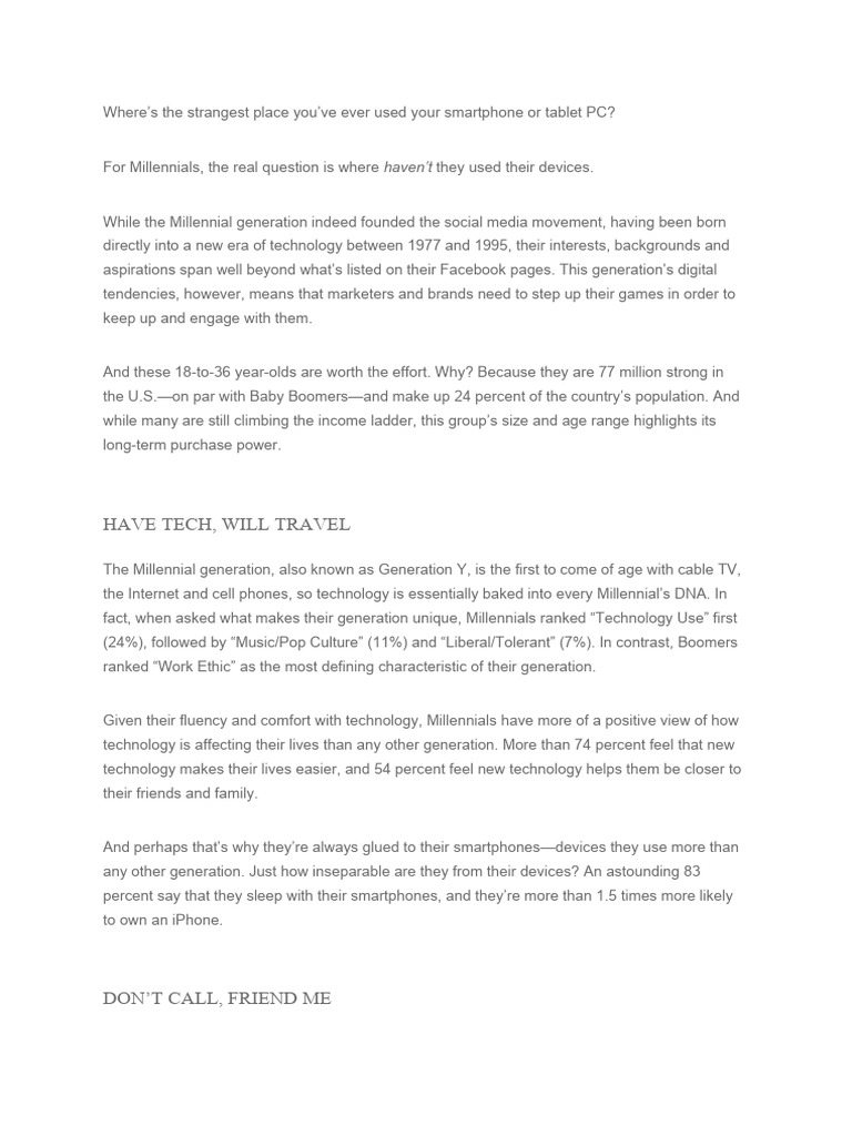 essay 1 | PDF | Millennials | Social Media