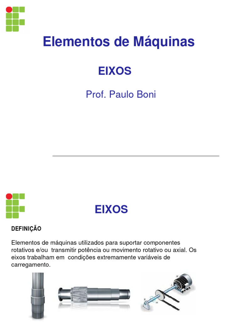 Aula VI - A - Eixos - Elementos de Máquinas | Download grátis PDF | Eixo | Engenharia Mecânica