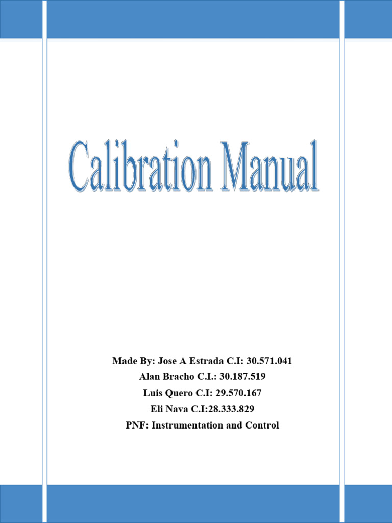 Calibration Manual | PDF | Calibration | Instrumentation