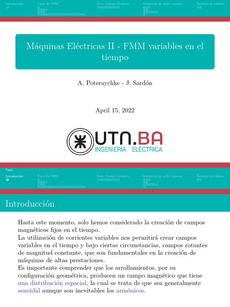ME II - 04 - FMM variables en el tiempo | PDF | Corriente alterna | Olas