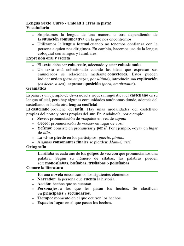 Resumen-Unidad-1 Lengua | PDF | Artes del Lenguaje y Comunicación