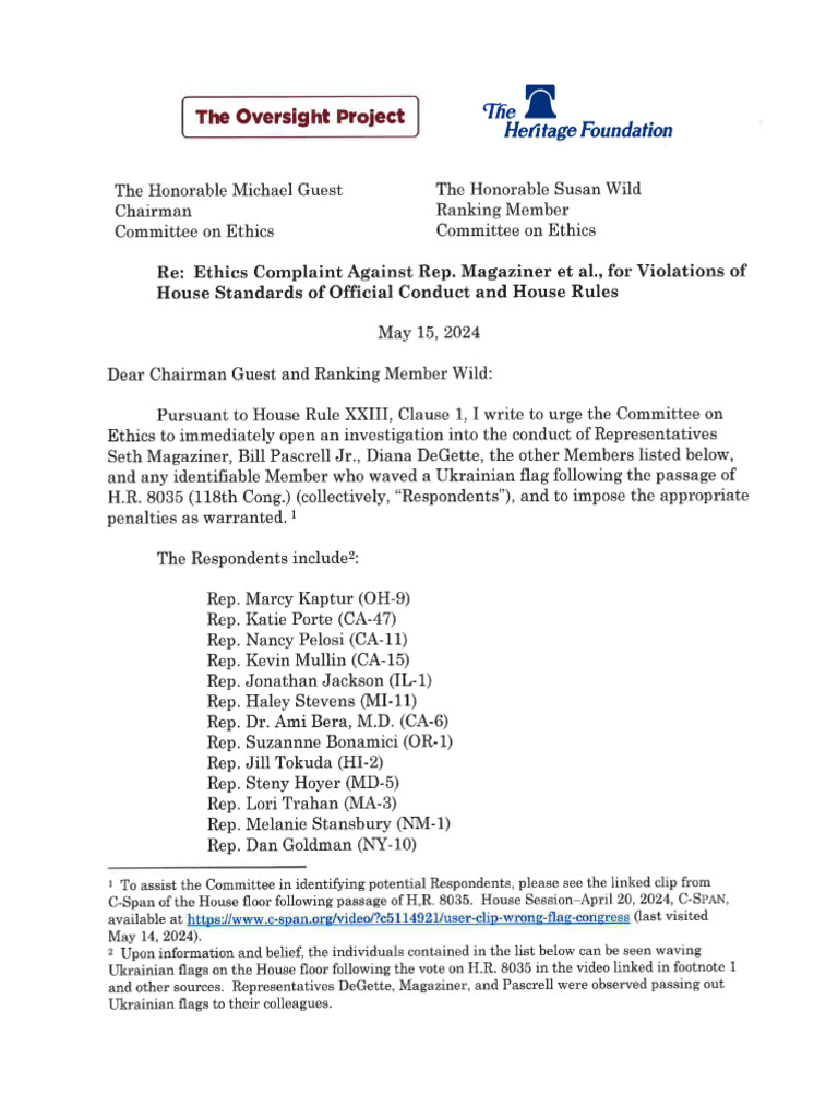 OP Ethics Complaint Against Rep. Magaziner | PDF | United States House ...