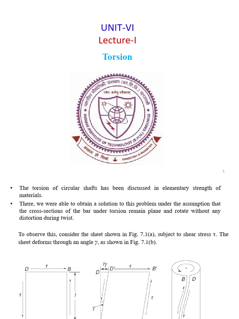 UNIT-VI Lecture - 1 Torsion | PDF | Science & Mathematics | Technology ...