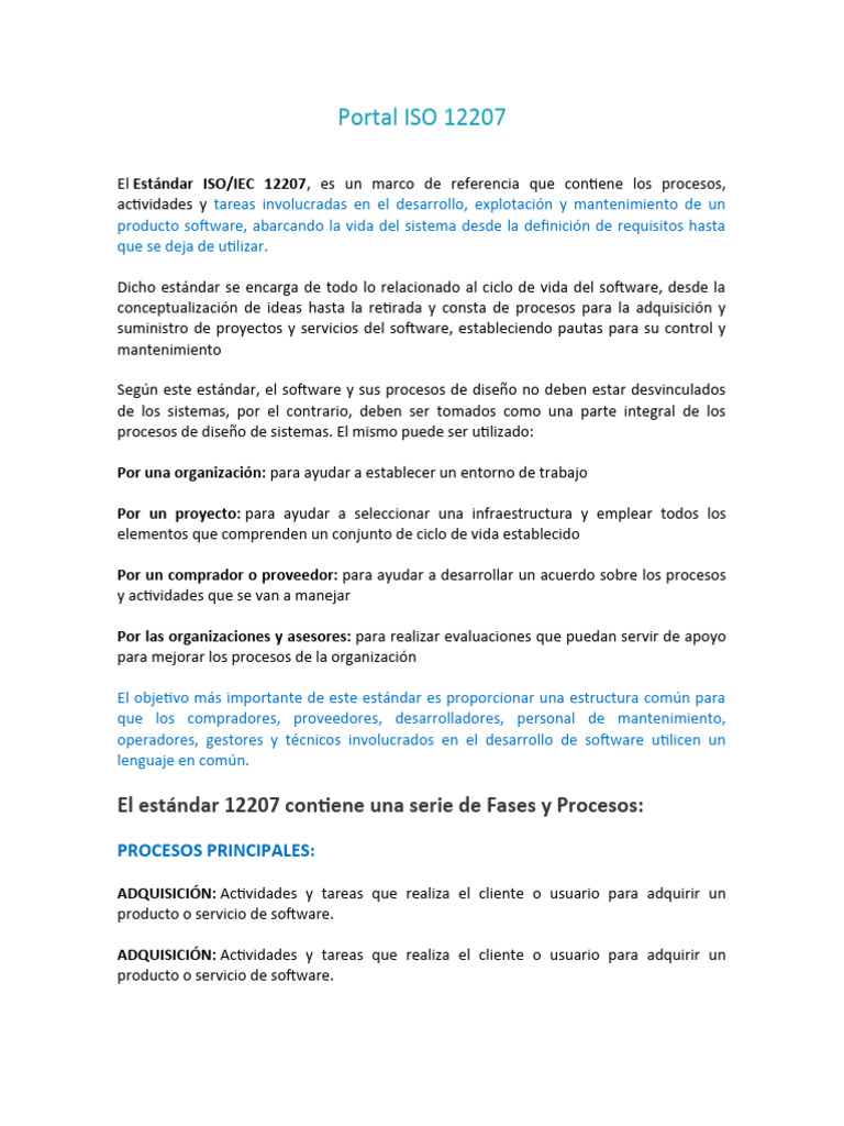 Portal ISO 12207 | PDF | Software | Ingeniería de software